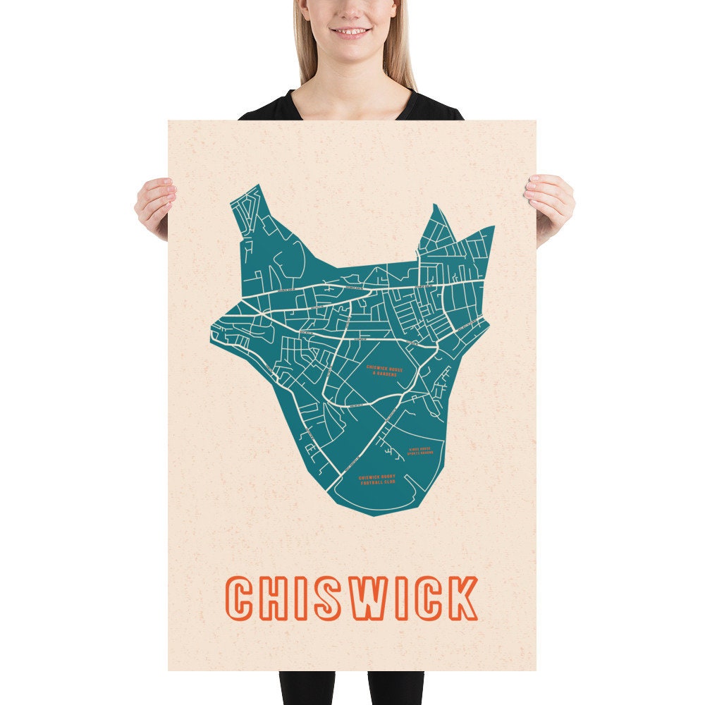 Chiswick Map Print // Map of Chiswick Print // Digital Prints // London ...