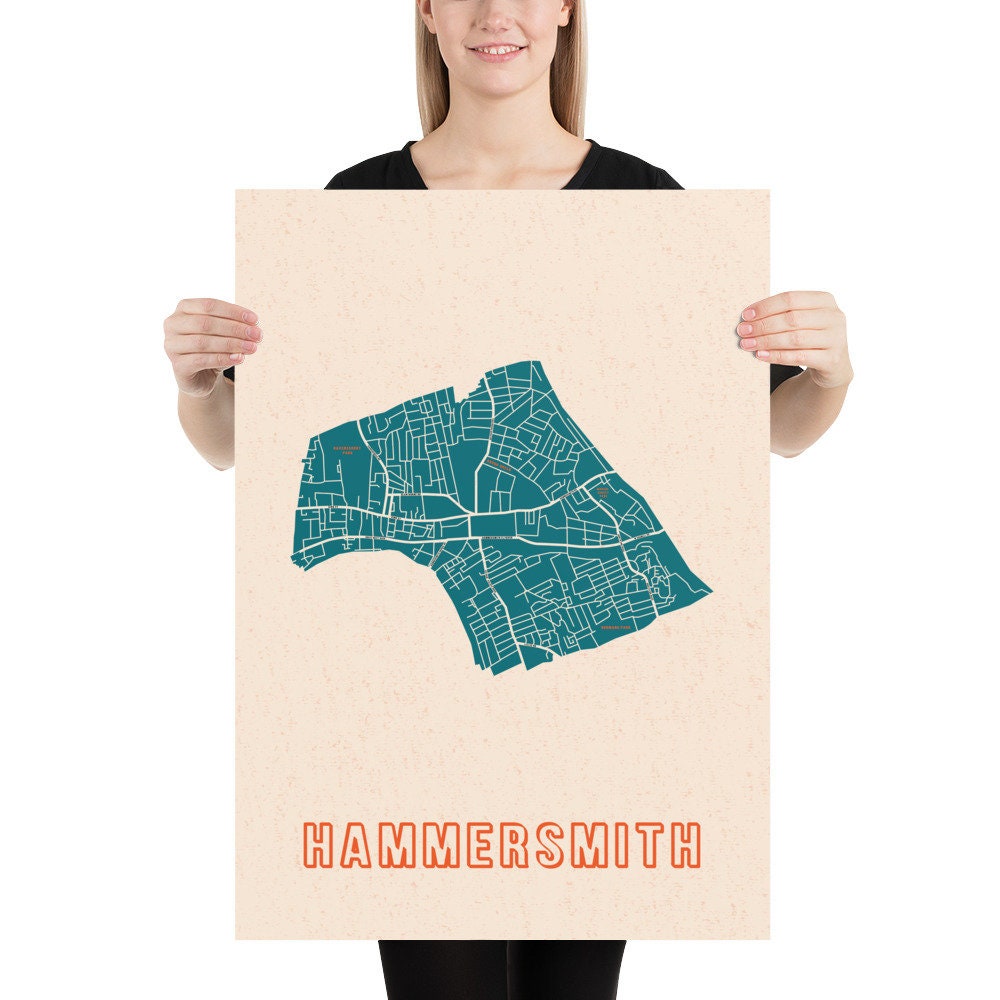 Hammersmith Map Print // Map of Hammersmith Print // Digital Prints ...