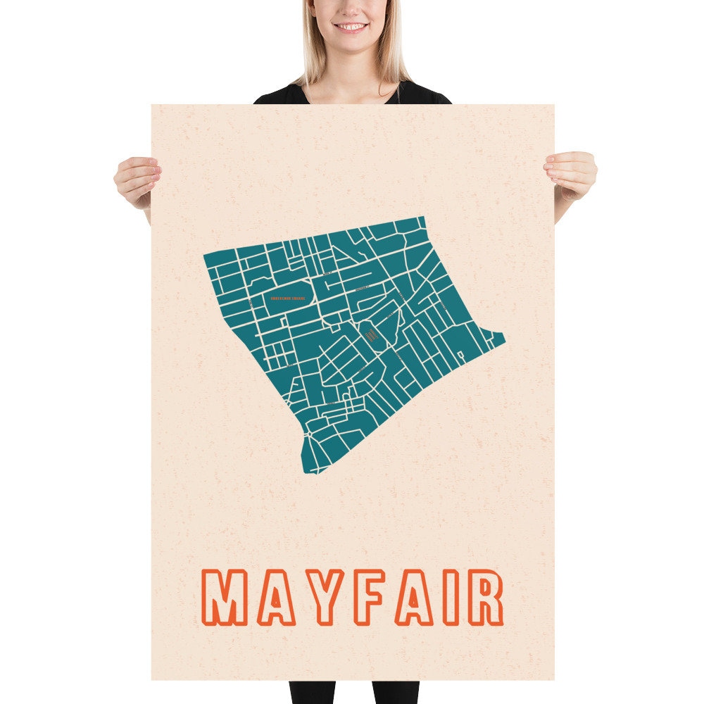 Mayfair Map Print // Map of Mayfair Print // Digital Prints // London ...