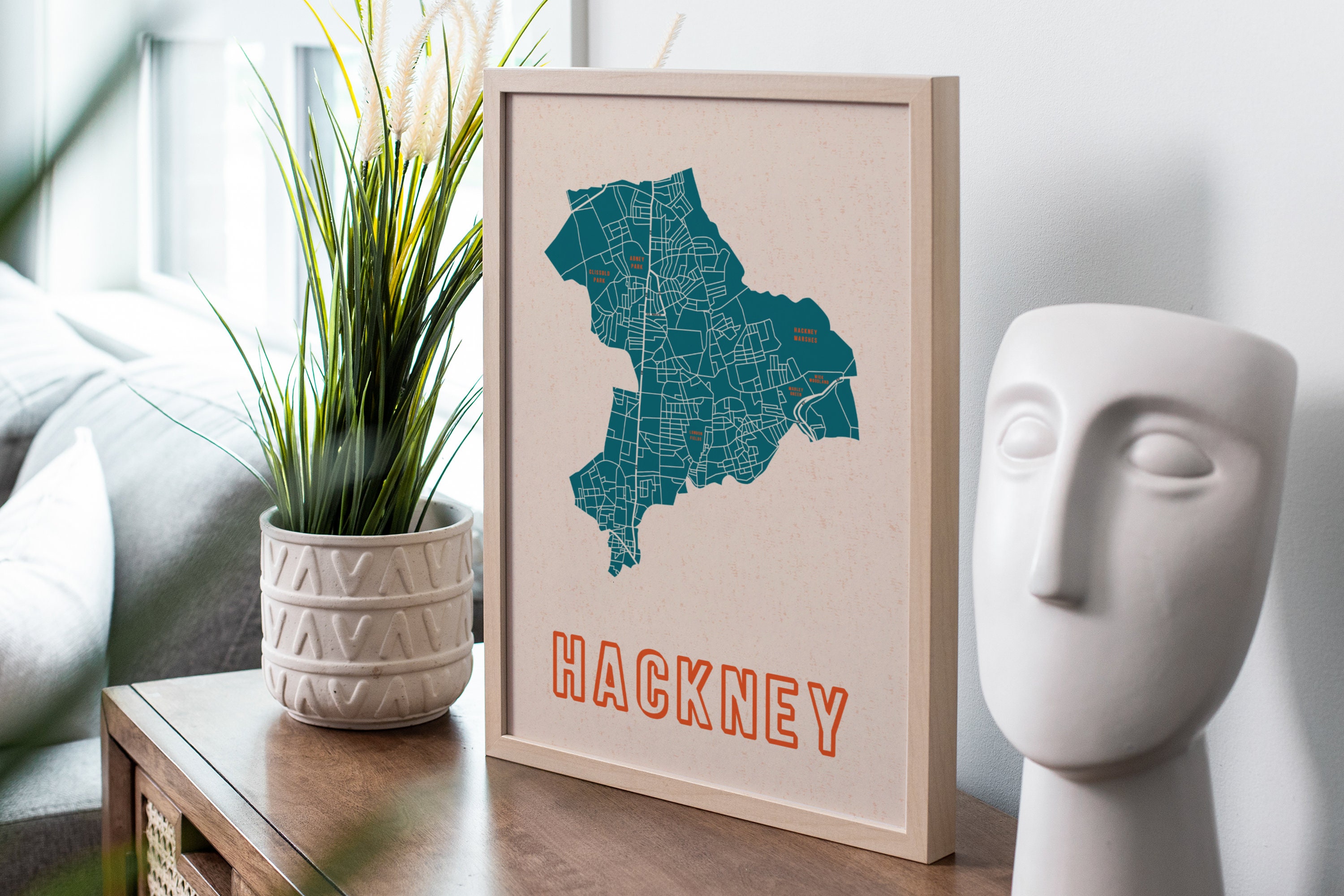 Hackney Map Print // Map of Hackney Print // Digital Prints // London ...