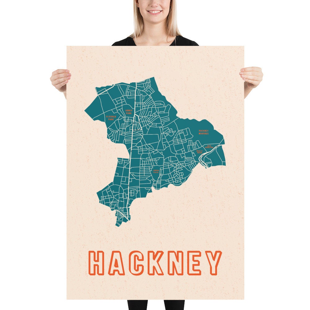 Hackney Map Print // Map of Hackney Print // Digital Prints // London ...
