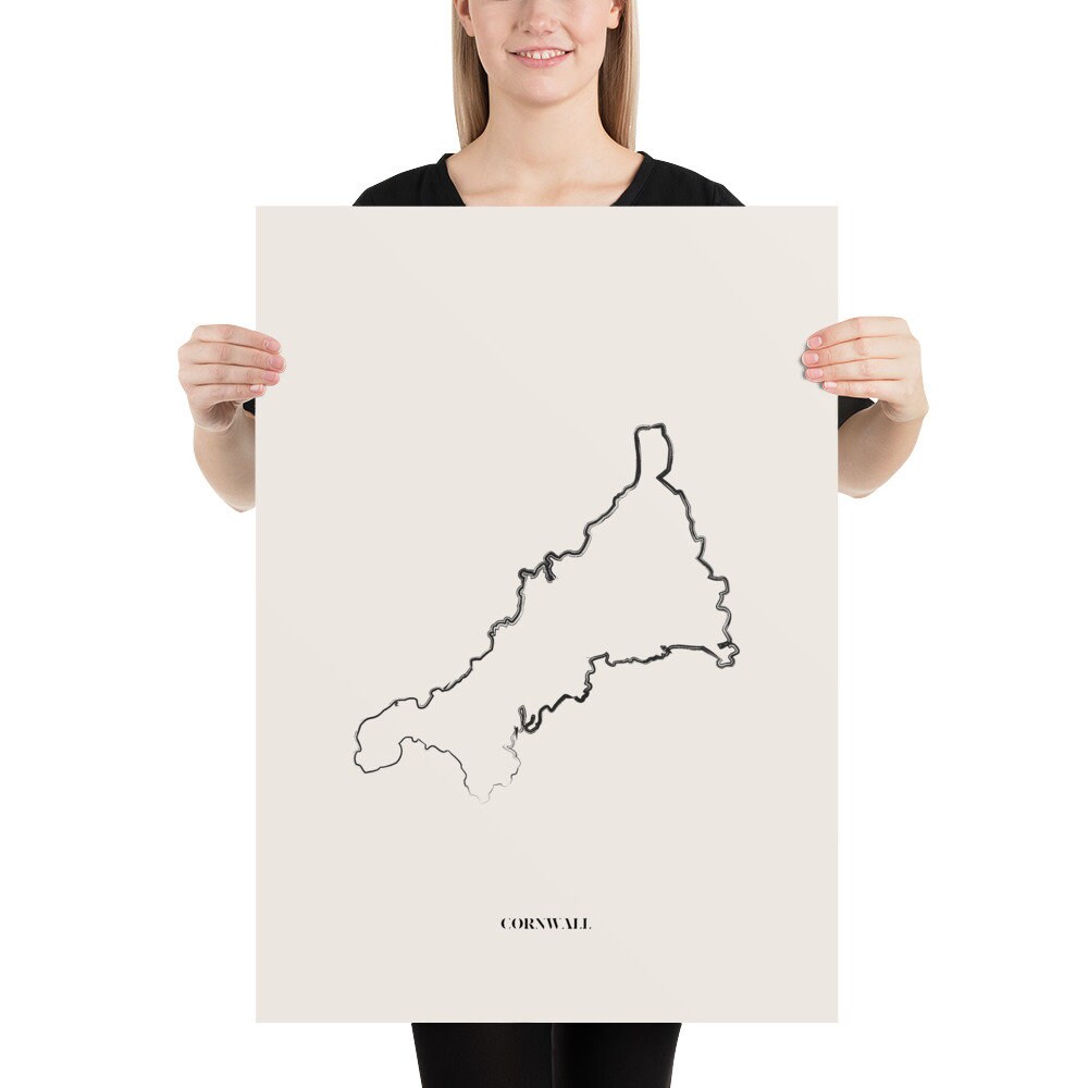 Cornwall Map Print // English County Print // Cornwall Art // - Etsy