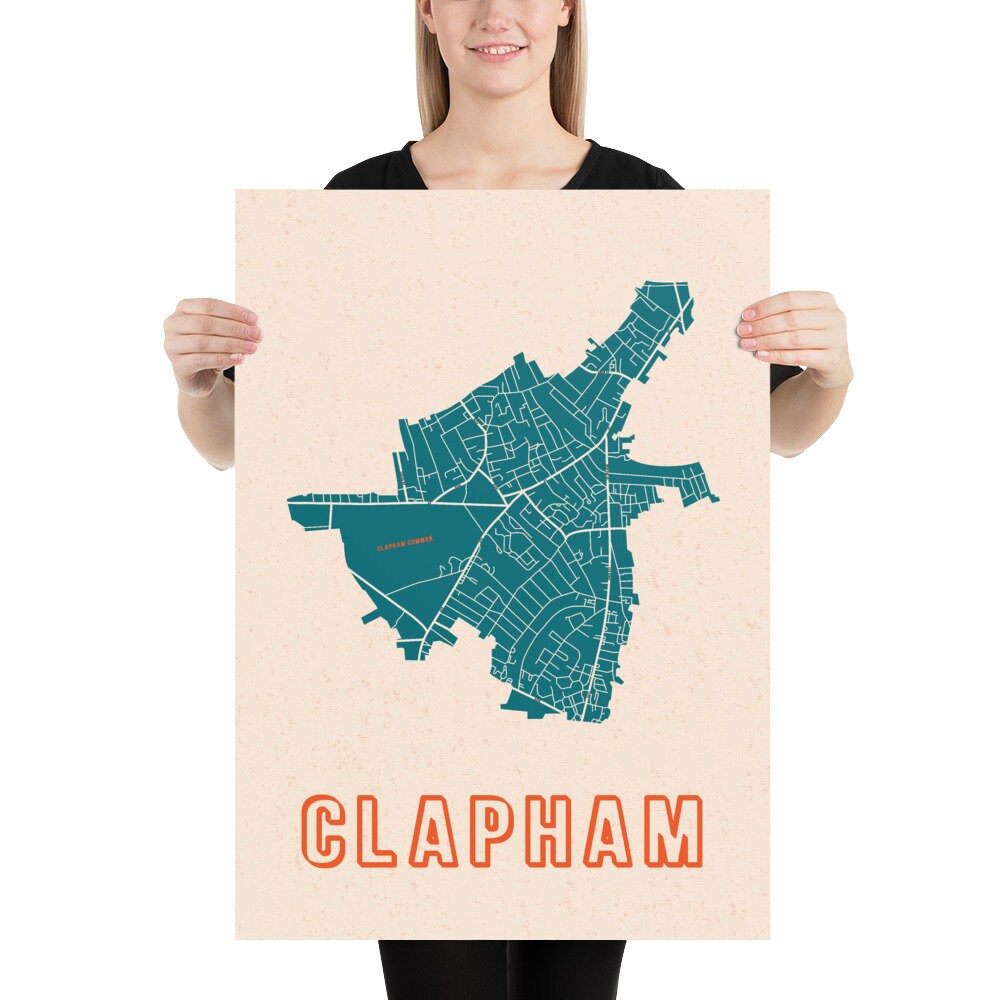 Clapham Map Print // Map of Clapham Print // Digital Prints // London ...