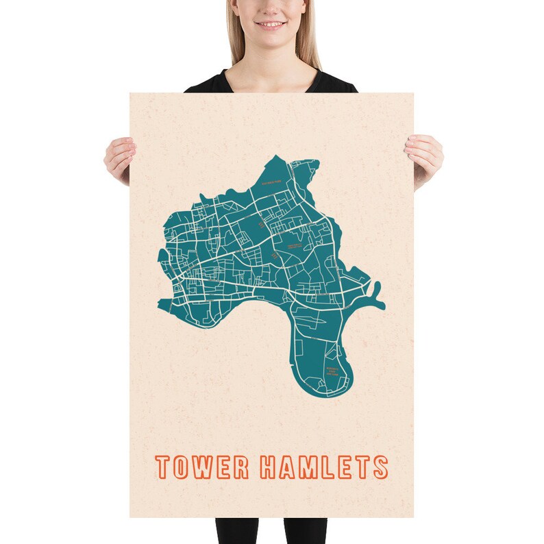 Tower Hamlets Map Print // Map of Tower Hamlets // Digital Prints ...