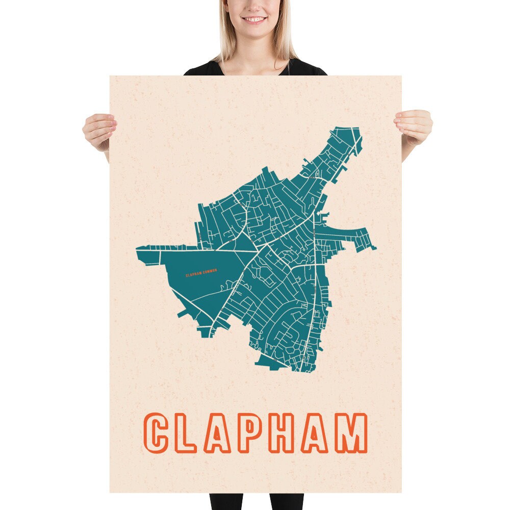 Clapham Map Print // Map of Clapham Print // Digital Prints // - Etsy