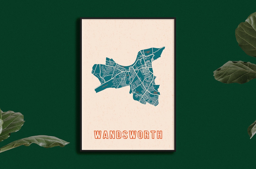 Wandsworth Map Print // Map of Wandsworth // Digital Prints // London ...