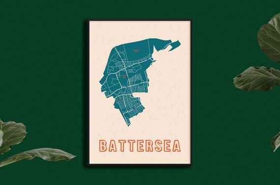 Battersea Map Print // Map of Battersea // Digital Prints // | Etsy