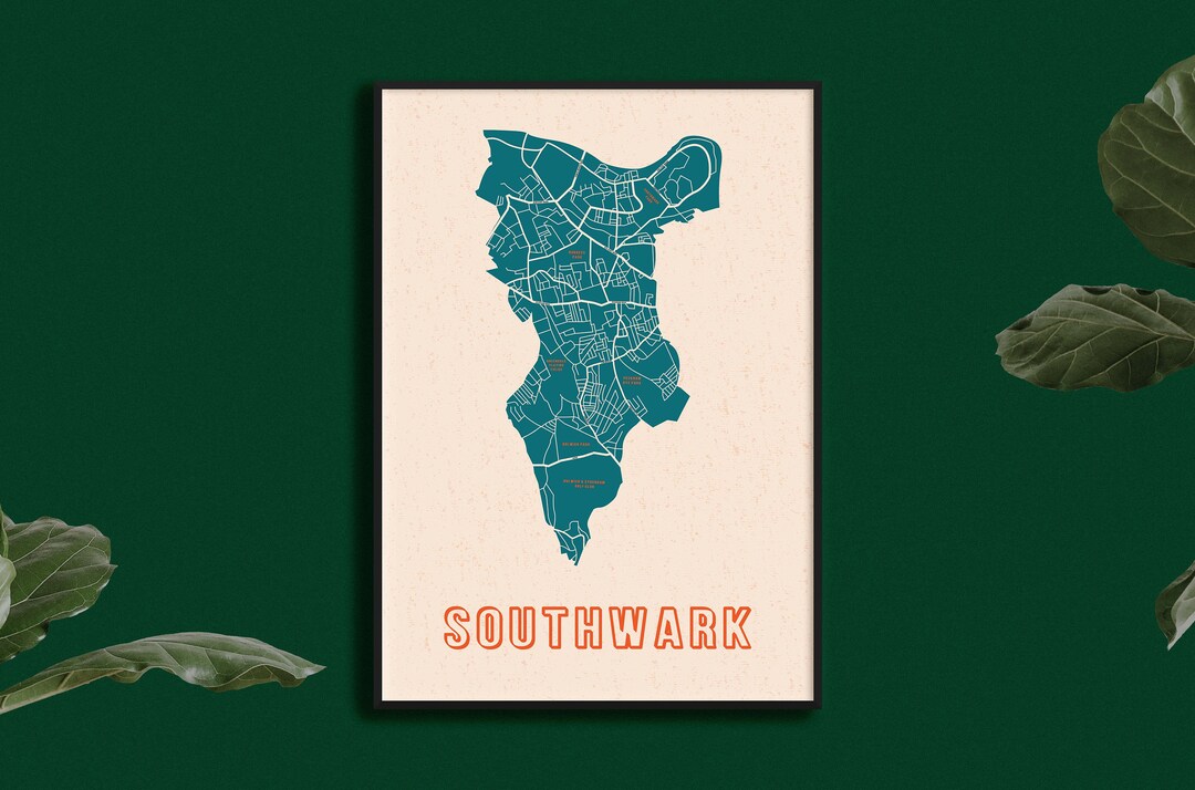 Southwark Map Print // Map of Southwark Print // Digital Prints ...