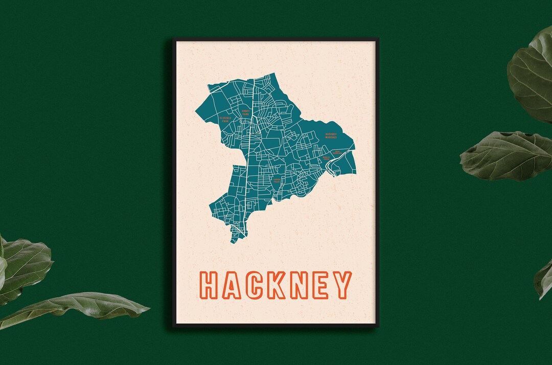 Hackney Map Print // Map of Hackney Print // Digital Prints // London ...