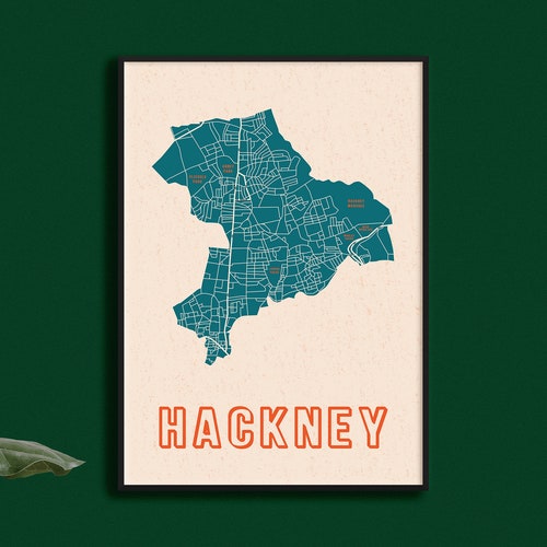 Hackney london Borough Retro Map Giclee Print - Etsy