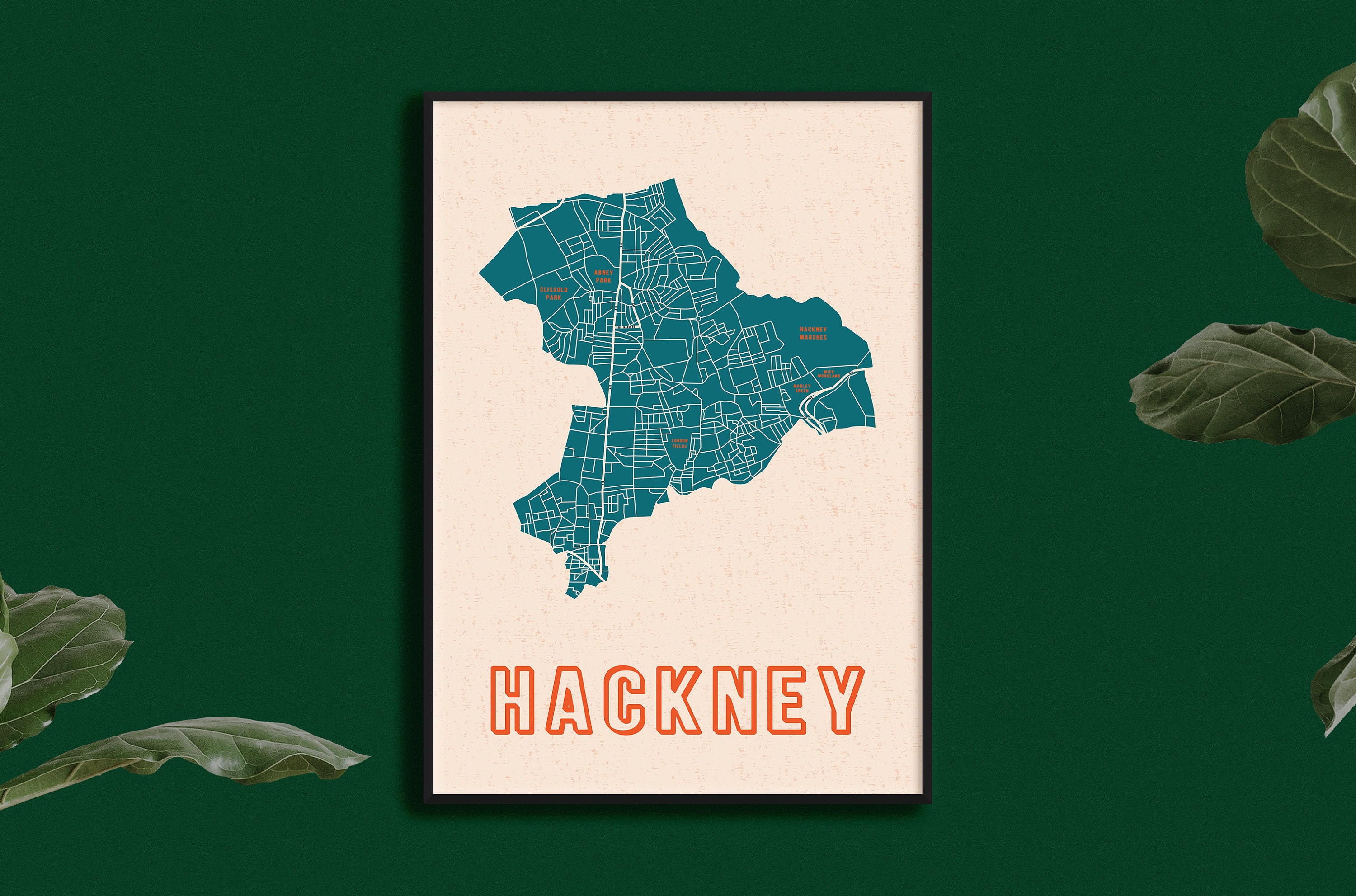 Hackney Map Print // Map of Hackney Print // Digital Prints // London ...