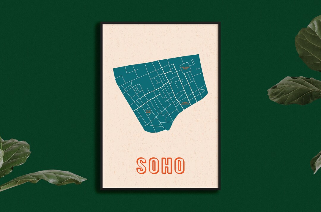 Soho Map Print // Map of Soho Print // Digital Prints // London Map ...