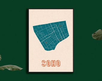 Soho Map London, England Neighbourhood Art Print - Etsy