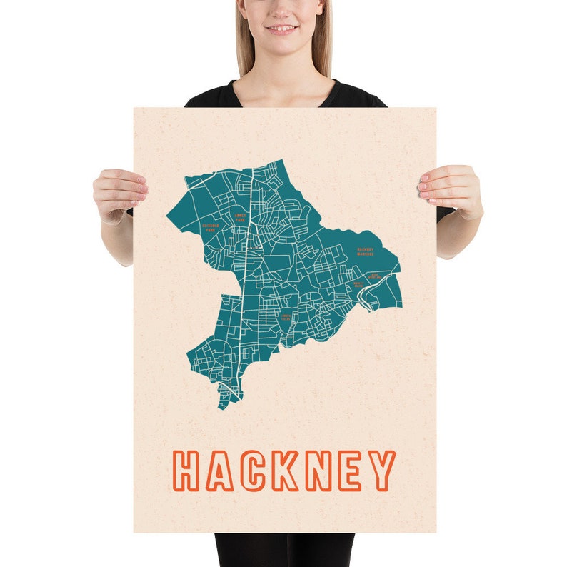 Hackney Map Print // Map of Hackney Print // Digital Prints // London ...