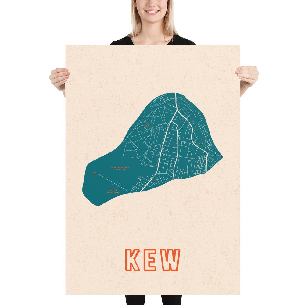 Kew Map Print // Map of Kew Print // Digital Prints // London Map ...