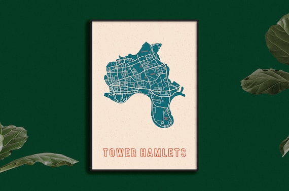 Tower Hamlets Map Print // Map of Tower Hamlets // Digital - Etsy