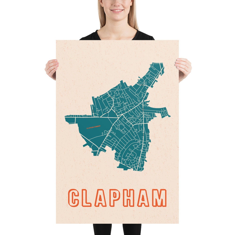 Clapham Map Print // Map of Clapham Print // Digital Prints // London ...