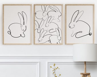 Modern Rabbit Line Art - Etsy