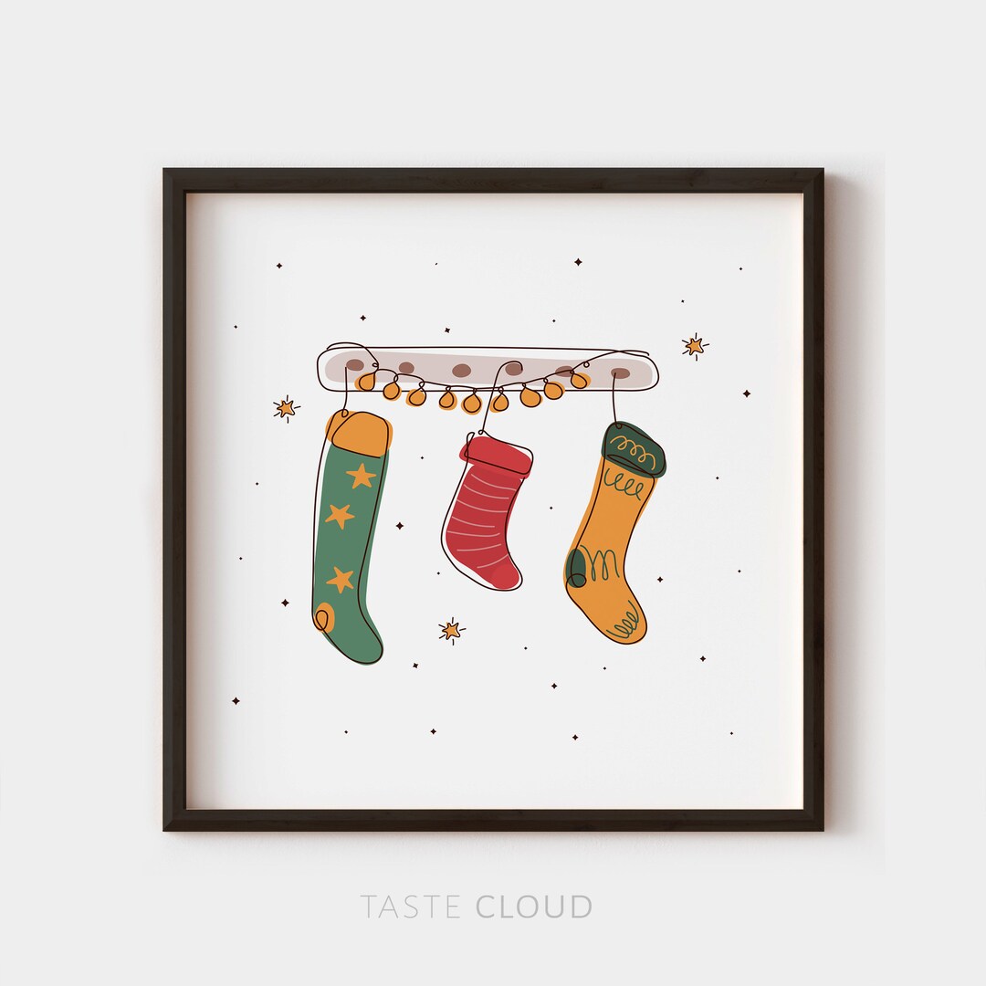 Christmas Stocking Art Poster Xmas Decor Christmas Winter - Etsy