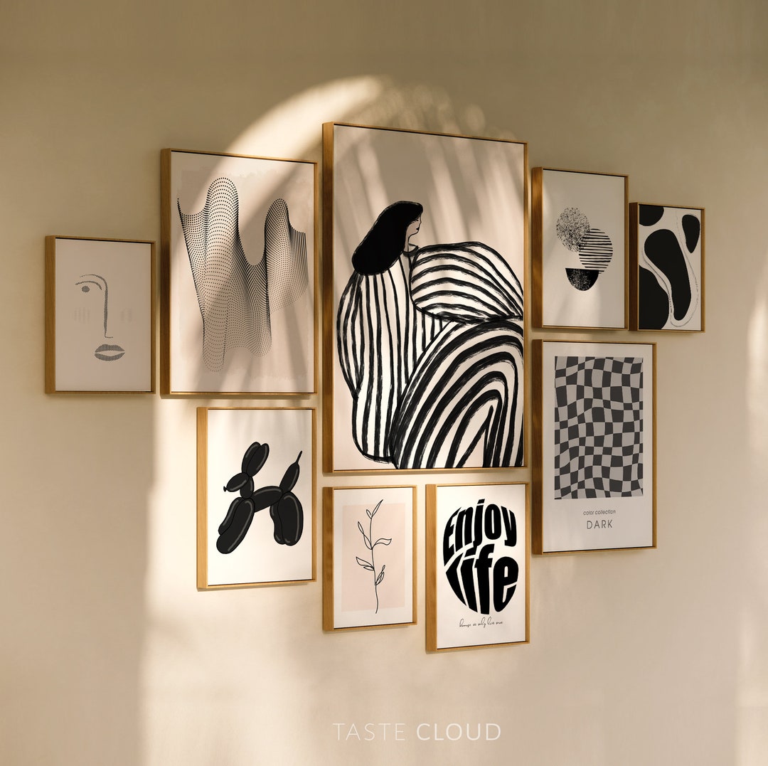 Abstract Art Set of 9 MCM Wall Art Large Original Prints Abstract ...