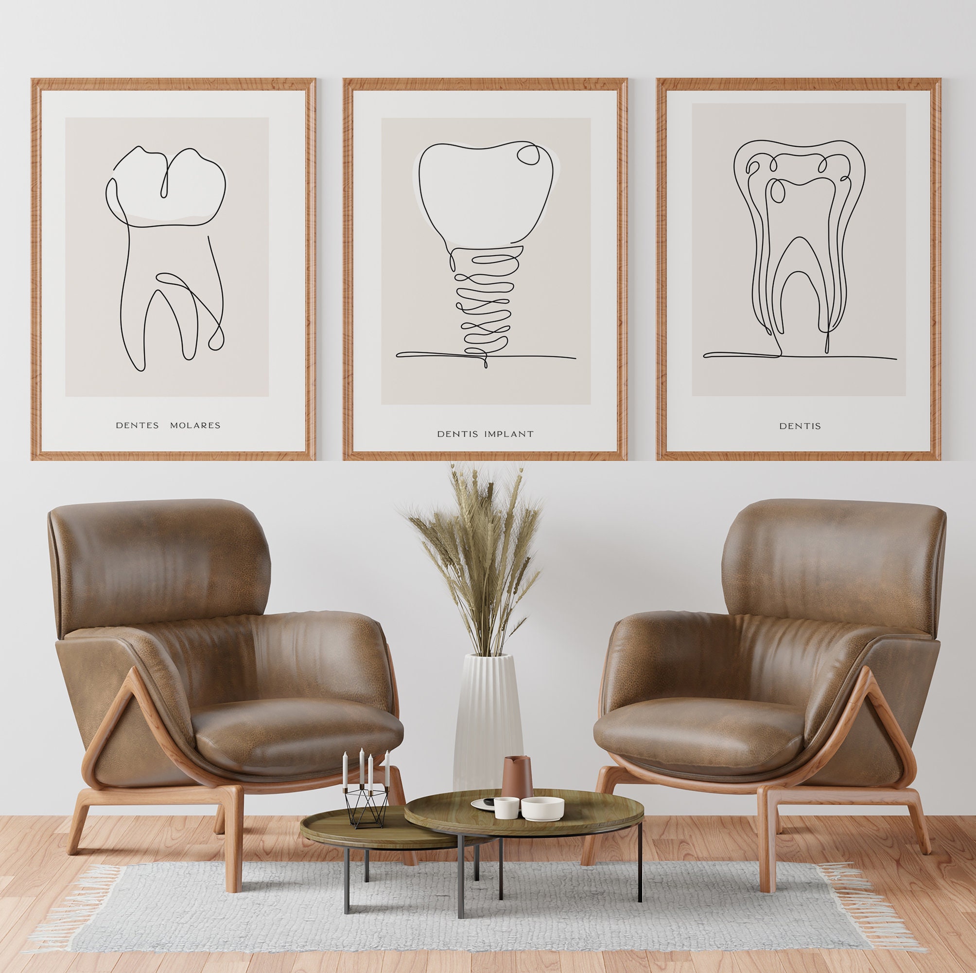 One Line Tooth Art Print Dental Art Work Minimalist Set of 3 - Etsy