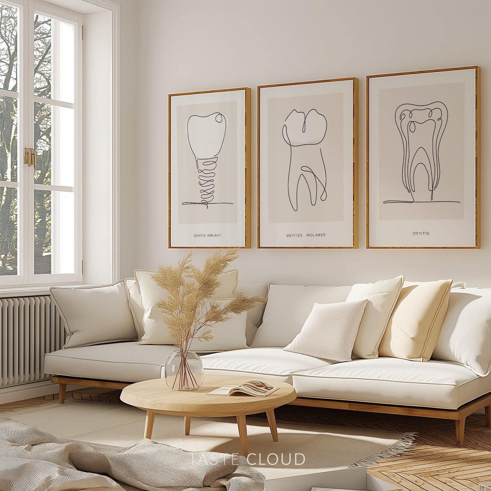 One Line Tooth Art Print, Dental Art Work Minimalist Set of 3 Digital ...