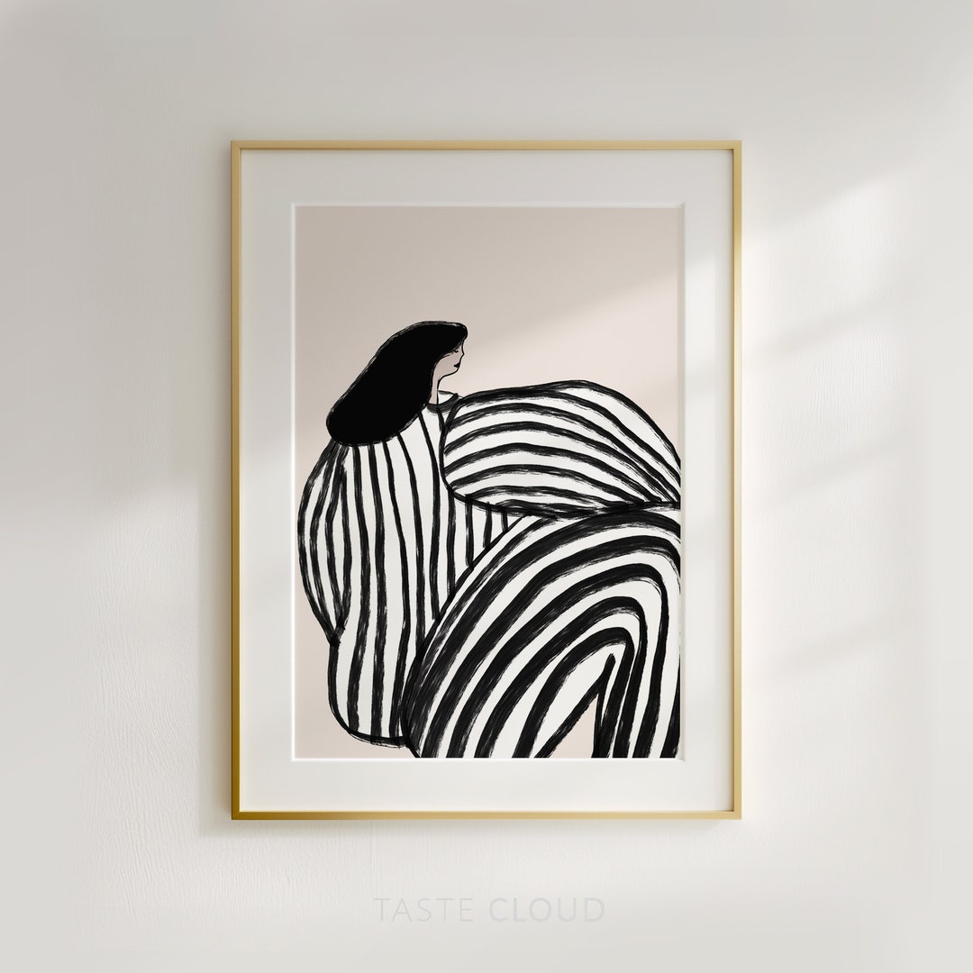 Abstract Woman Wall Art, Abstract People Art, Lagom Life Black and ...