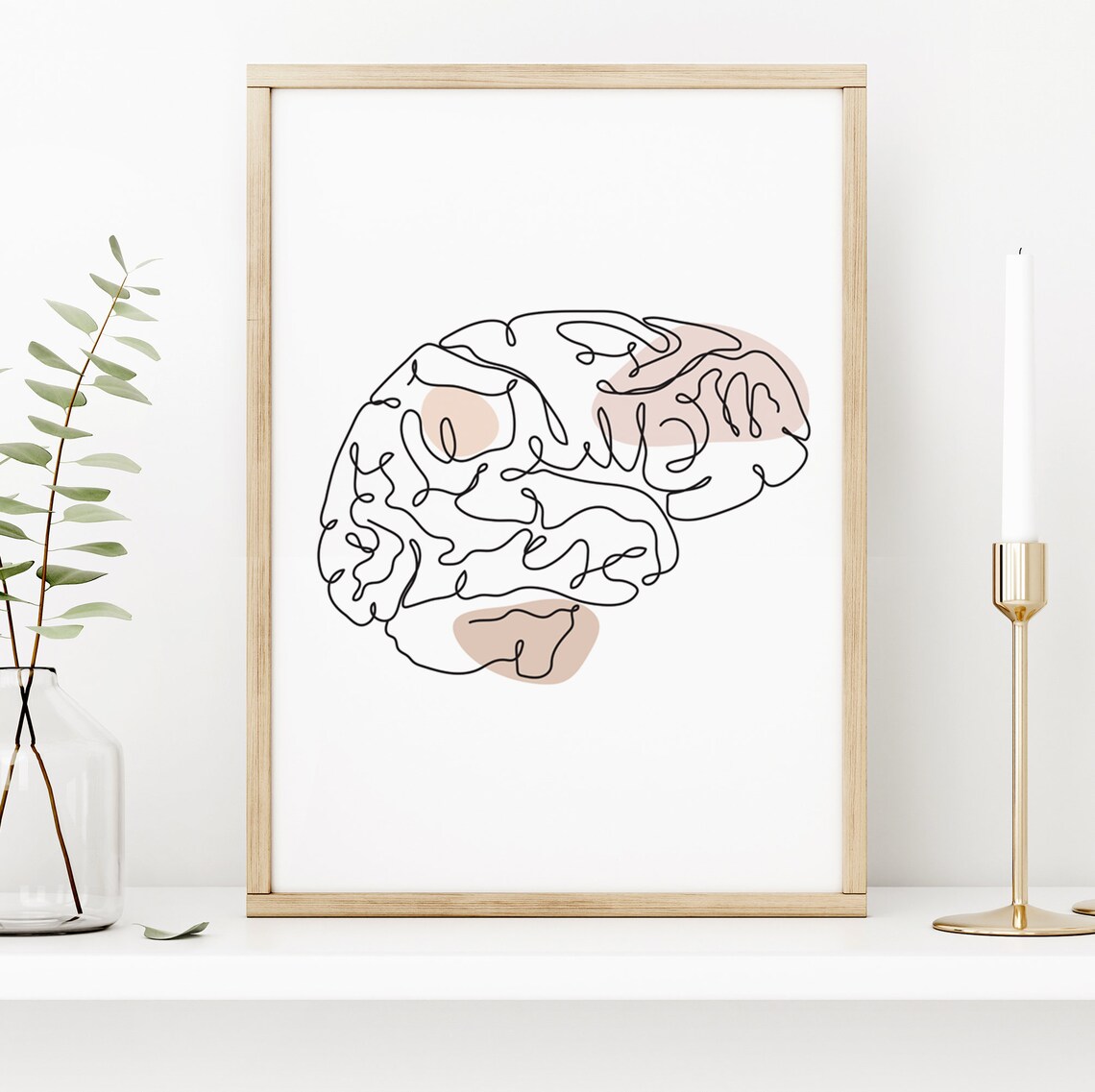 Medical Line Art Set of 3 Wall Art Prints Beige Brain Poster - Etsy