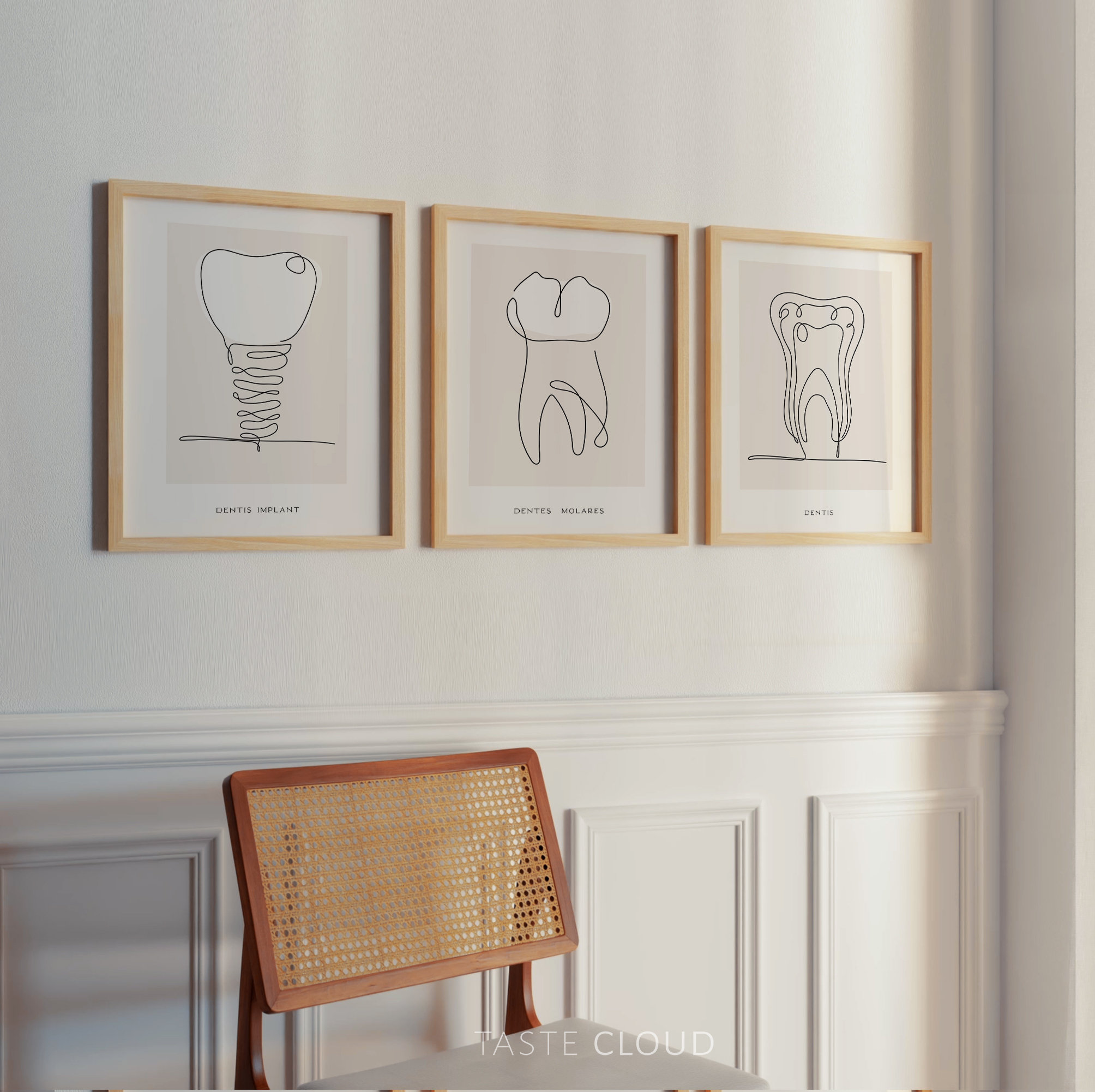 One Line Tooth Art Print, Dental Art Work Minimalist Set of 3 Digital ...