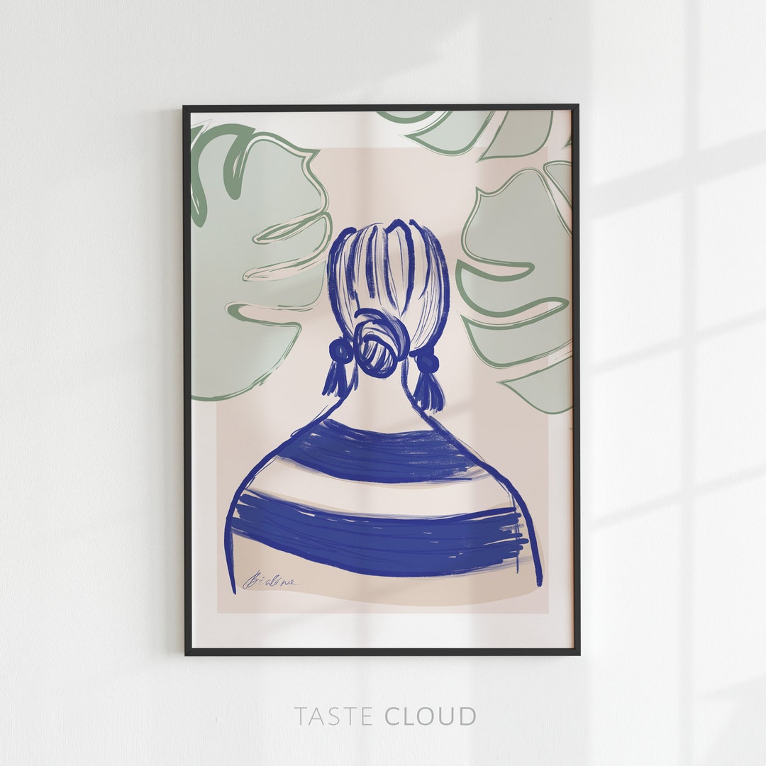Abstract Woman Art Print, Abstract People Art, Lagom Life Indigo Blue ... Abstract Woman Art Print, Abstract People Art, Lagom Life Indigo Blue ...