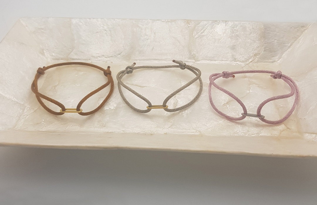 Satin Bracelet With Oval Link, Gold, Silver, Cord Bracelet, Charm ...