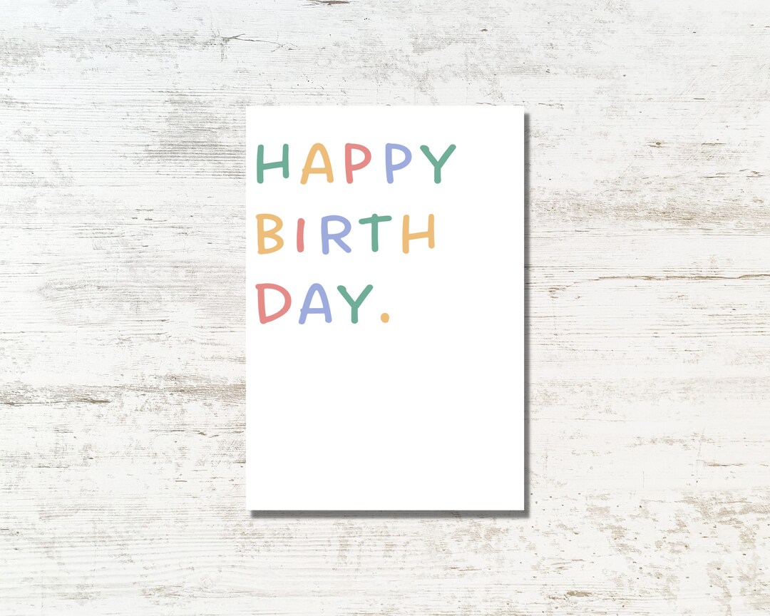 Minimalist Birthday Greeting Card Pastel Birthday Card - Etsy