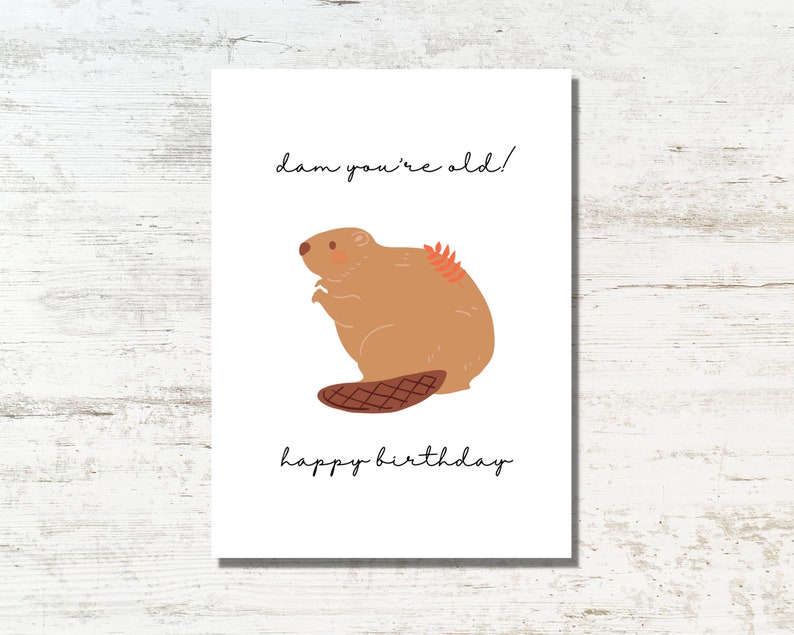 Greeting Card Birthday Funny With Beaver - Etsy