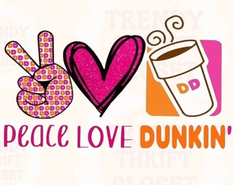 Peace Love Dunkin Svg Png - Etsy