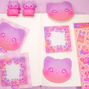 Gummy Pets Sticky Notes ~ Gummy Bear Candy Theme Stationery ~ Cat Face ...