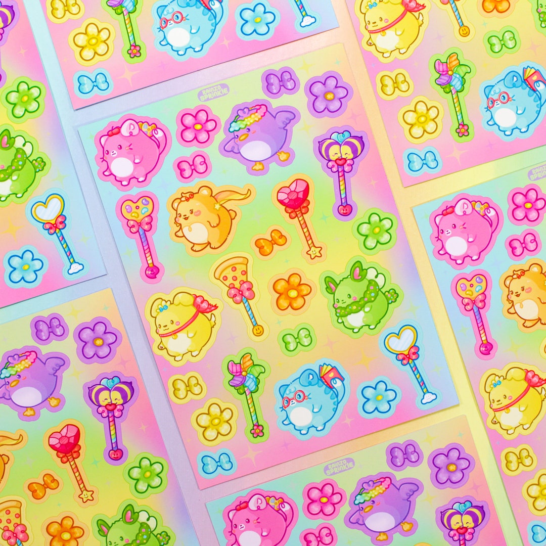 Fairy Animal Sticker Sheet ~ Kawaii Rainbow Matte Cute Stickers ~ Cat ...
