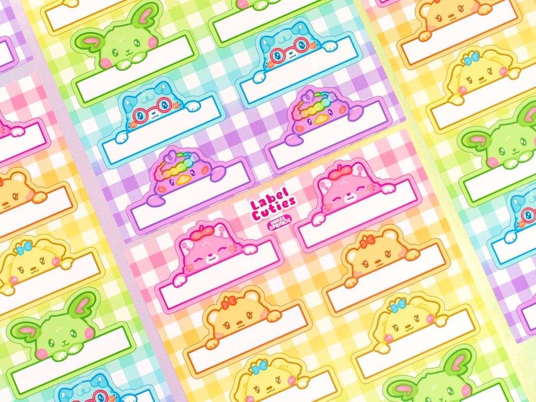 Kawaii Rainbow Labels Stickers Cute Animal Tags Stationery Lover Gift ...
