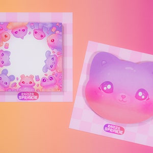 Gummy Pets Sticky Notes ~ Gummy Bear Candy Theme Stationery ~ Cat Face ...