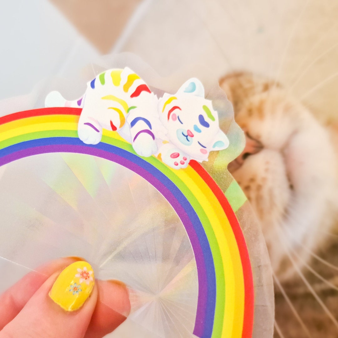 Rainbow Tiger Stripes Suncatcher Kawaii Cat Rainbow Maker Cute LGBTQ ...