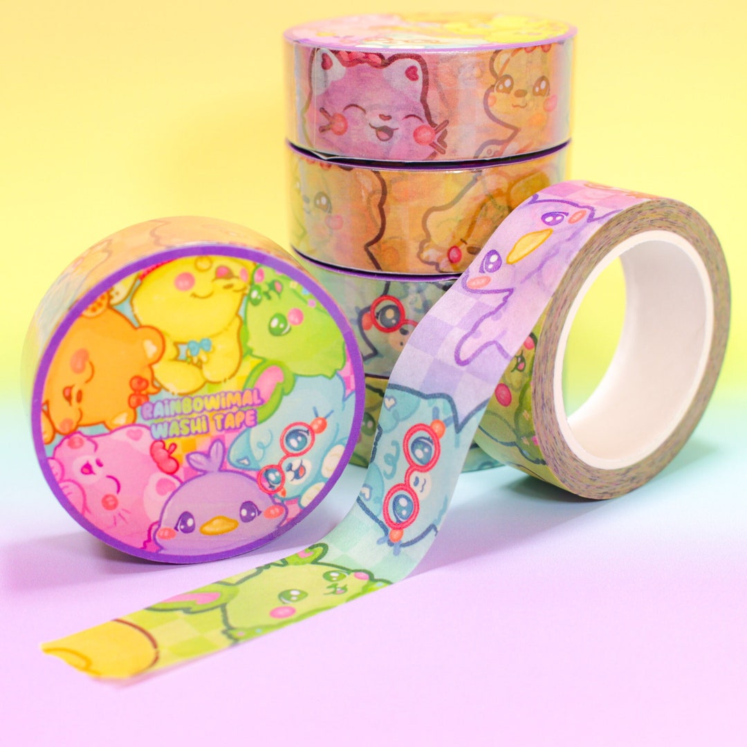 Rainbow Animal Washi Tape ~ Pastel Rainbow Colour Washi ~ Cute Bunny ...
