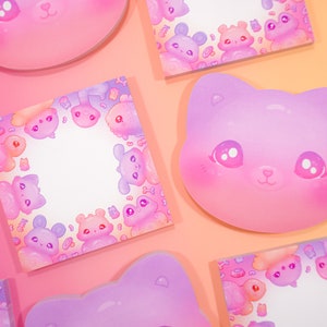 Gummy Pets Sticky Notes ~ Gummy Bear Candy Theme Stationery ~ Cat Face ...