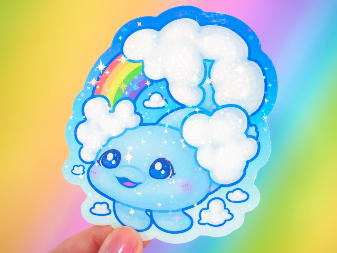 Kawaii Rainbow Axolotl Sticker ~ Cute Cloud Animal Decal Gift ...