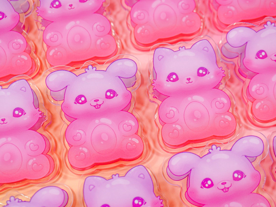 Kawaii Acrylic Paper Clip Set Cute Gummy Bear Binder Clip Kawaii Kitty ...