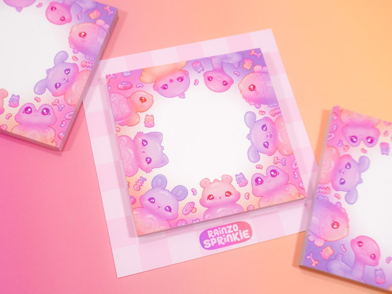 Gummy Pets Sticky Notes ~ Gummy Bear Candy Theme Stationery ~ Cat Face ...