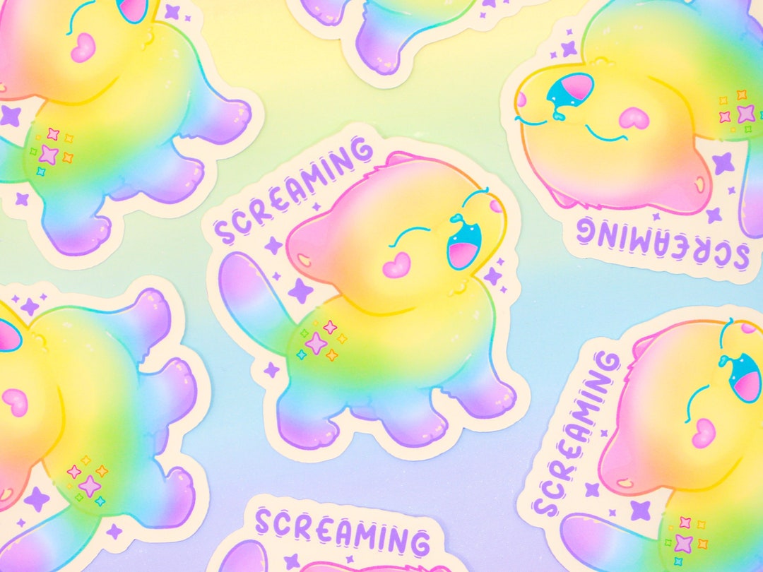 SCREAMING Cat Sticker ~ Screaming Crying Throwing up Quote Stickers ...