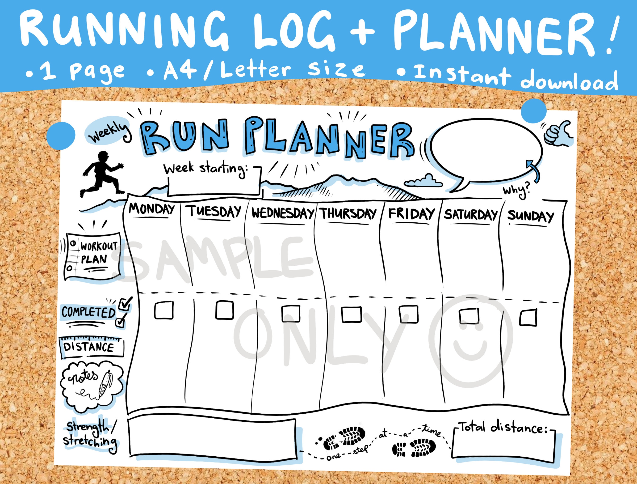 Fun Printable Weekly Run Log and Planner A4 - Illustrated Training ...