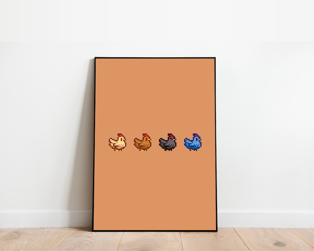 Stardew Valley Inspired Chickens Poster Wall Art Print| Multiple Sizes ...