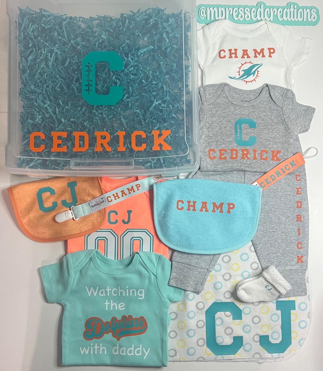 Miami Dolphins Inspired Custom Baby Box |baby Boy | Baby Shower Gift ...