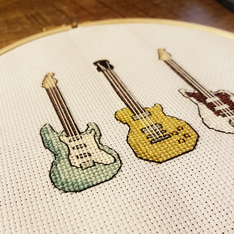 Cross-stitch Pattern Electric Guitars Downloadable PDF | Etsy
