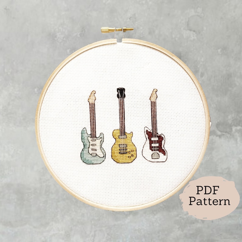 Cross-stitch Pattern Electric Guitars Downloadable PDF - Etsy